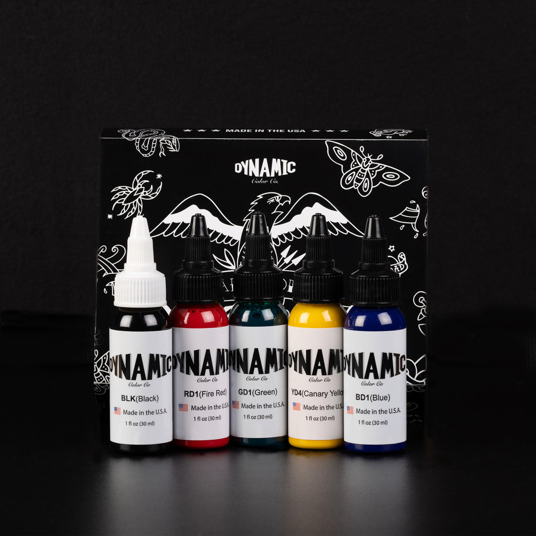 Dynamic Tattoo Ink Traditional 1oz Color Set - Hypoallergenic Ink